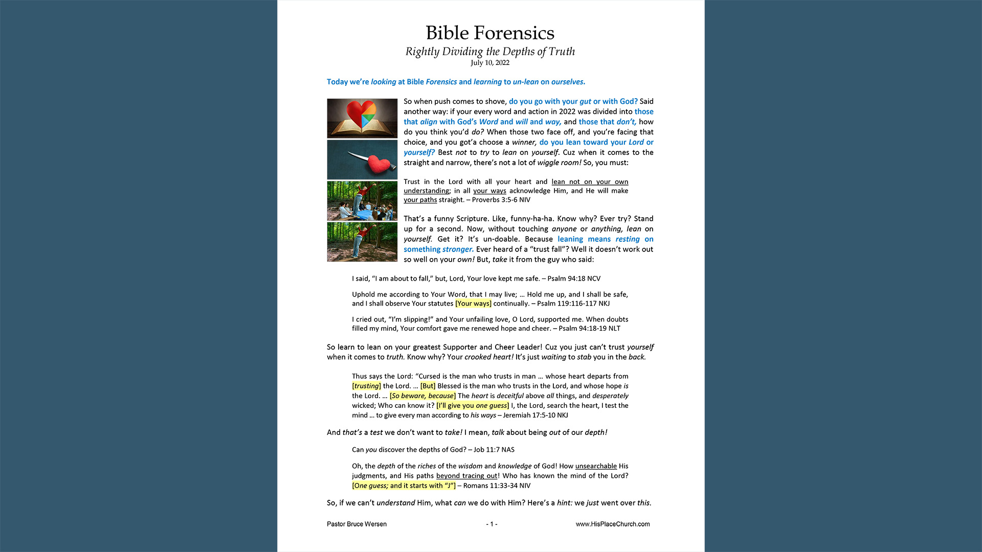 Bible Forensics: Rightly Dividing the Depths of Truth - His Place ...