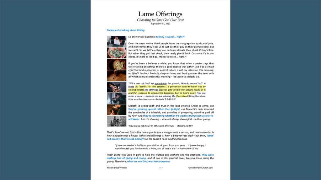 Sermon Transcripts Archives - His Place Community Church