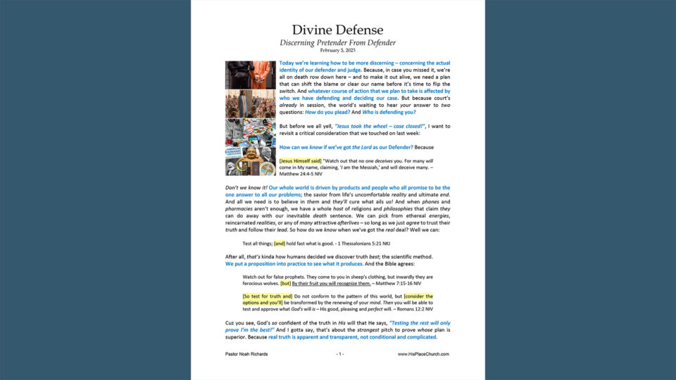 Divine Defense: Discerning Pretender From Defender – His Place ...