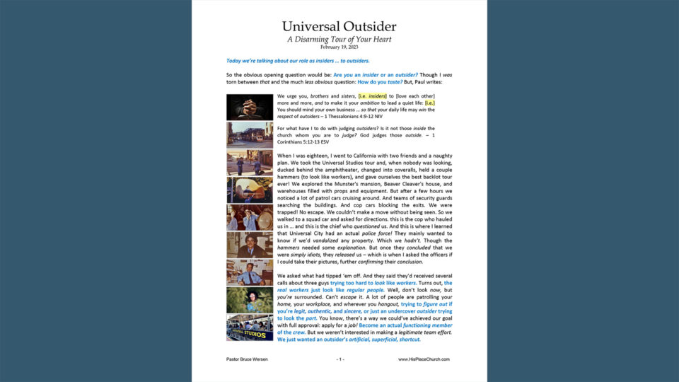Universal Outsider: A Disarming Tour of Your Heart – His Place ...