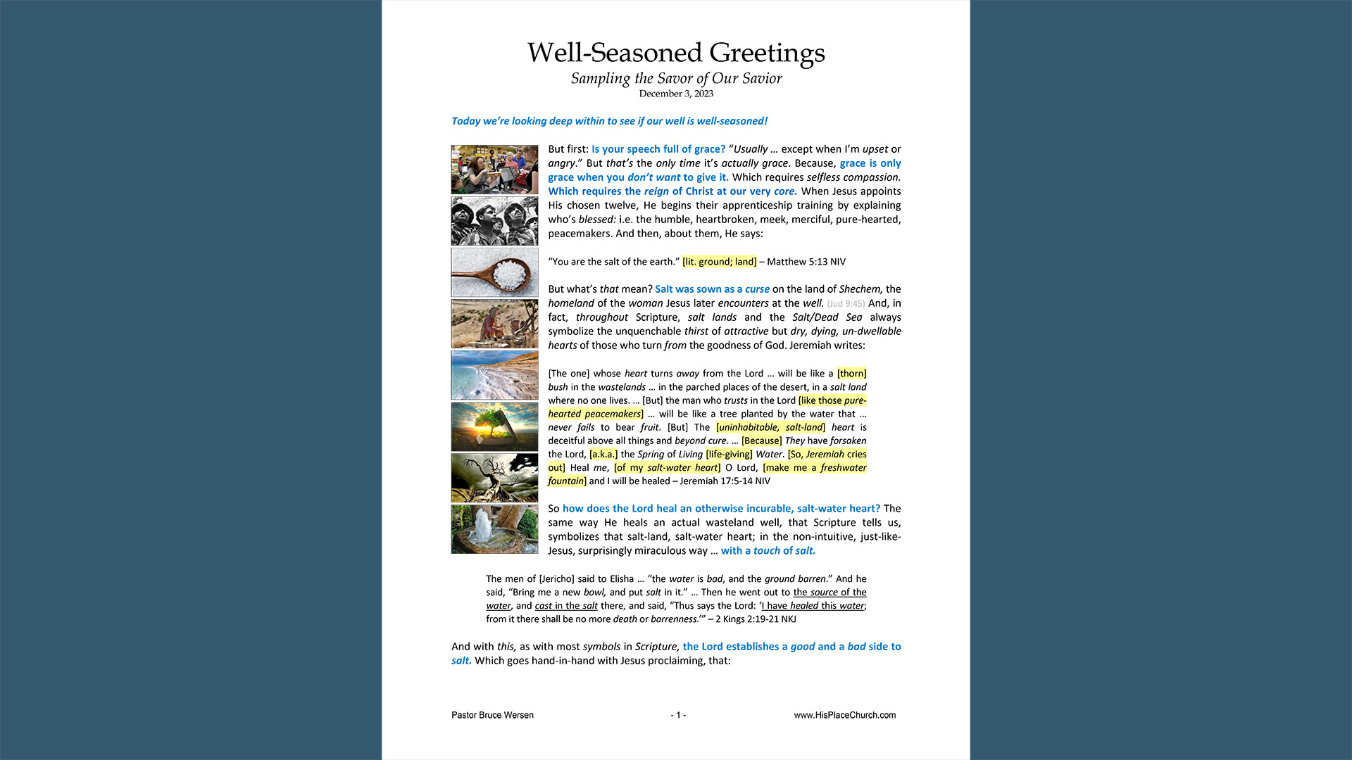 Well-Seasoned Greetings: Sampling the Savor of Our Savior - His Place ...