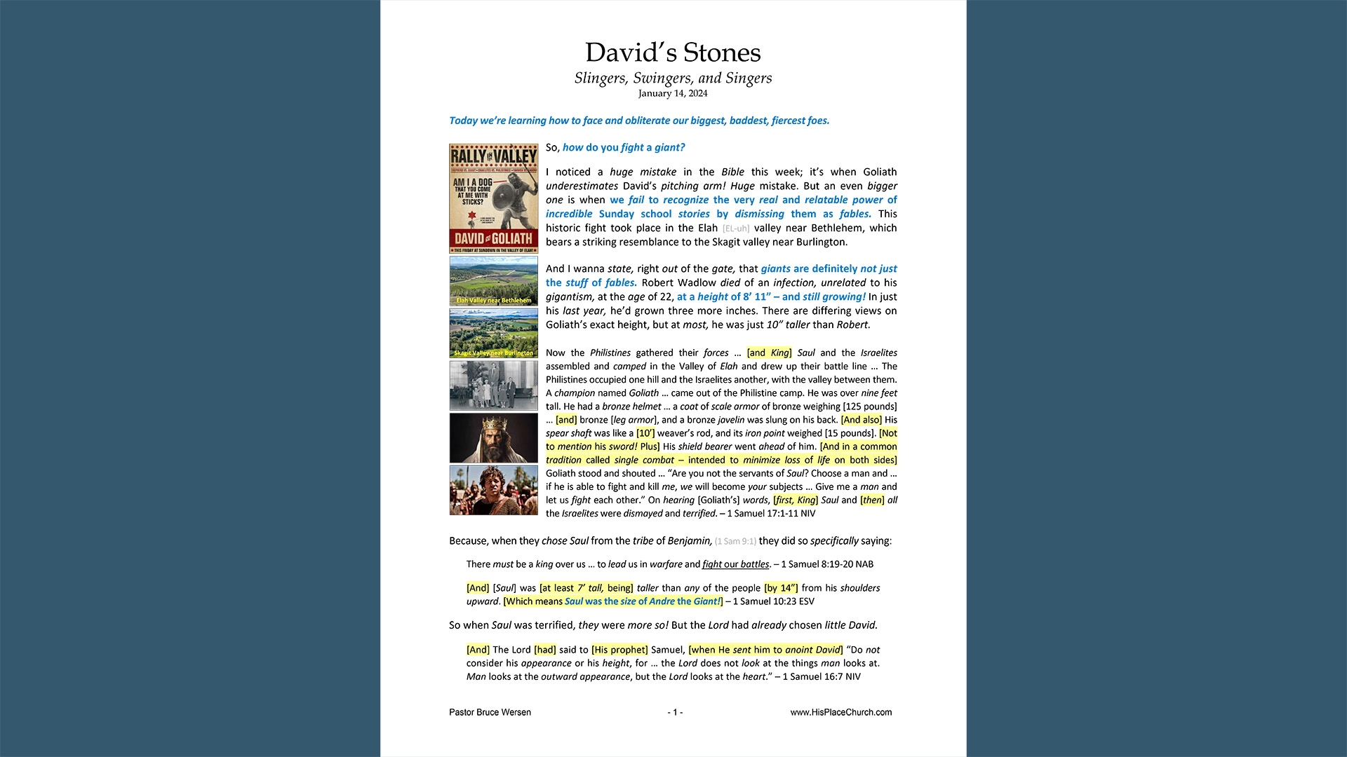David’s Stones: Slingers, Swingers, and Singers - His Place Community ...