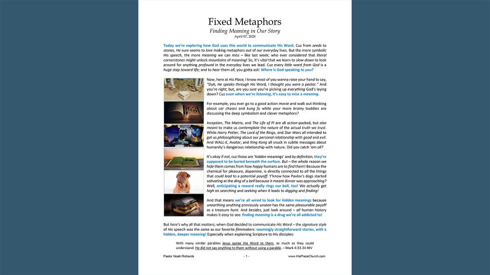 Fixed Metaphors: Finding Meaning in Our Story - His Place Community Church