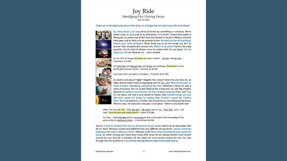 Sermon Transcripts – His Place Community Church