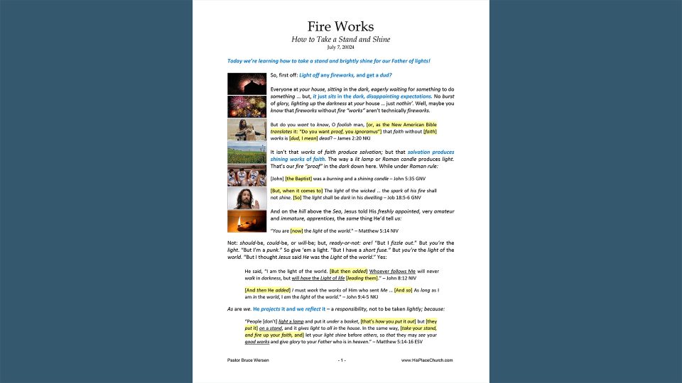 Sermon Transcripts – His Place Community Church