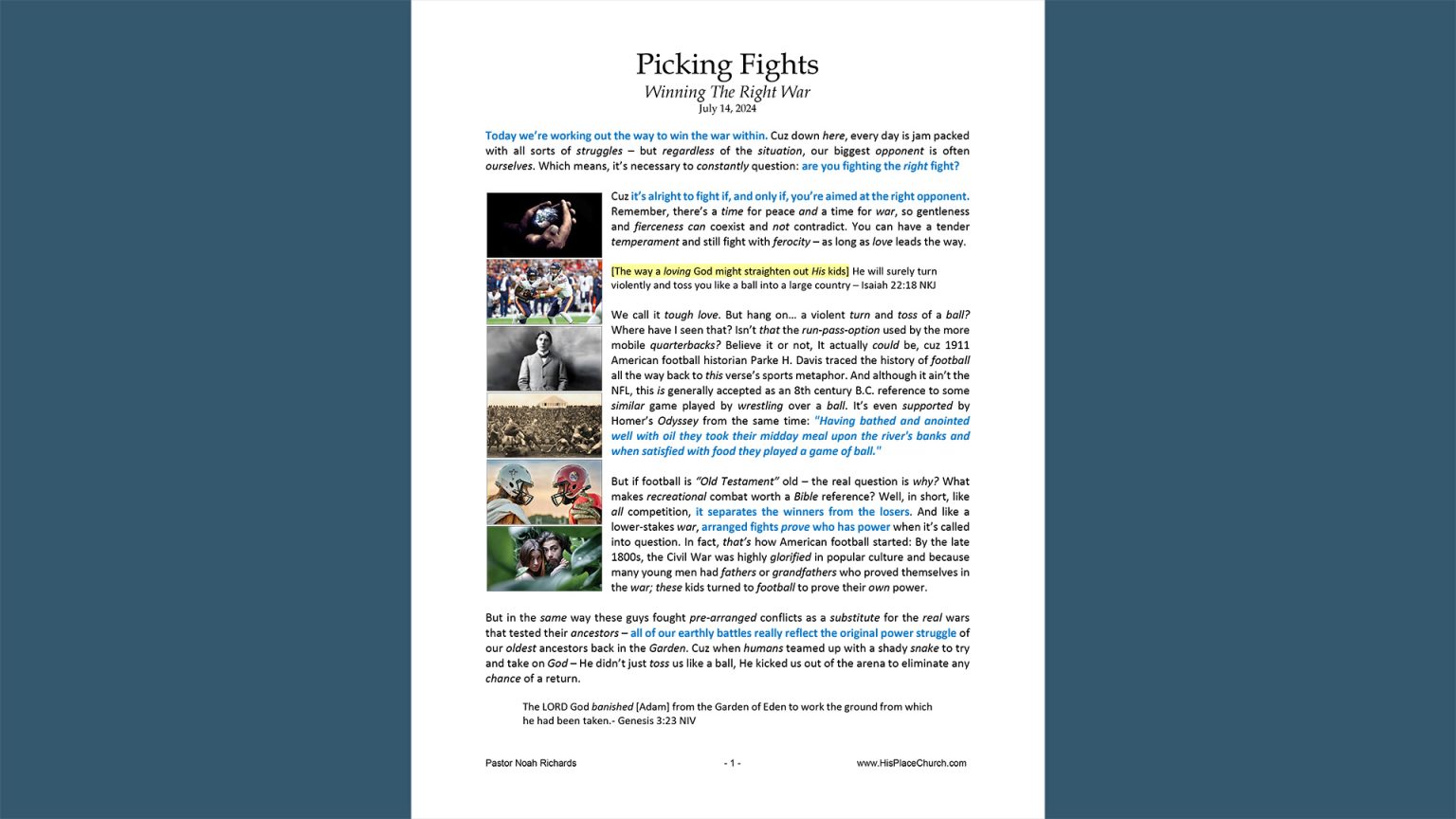 Sermon Transcripts – His Place Community Church