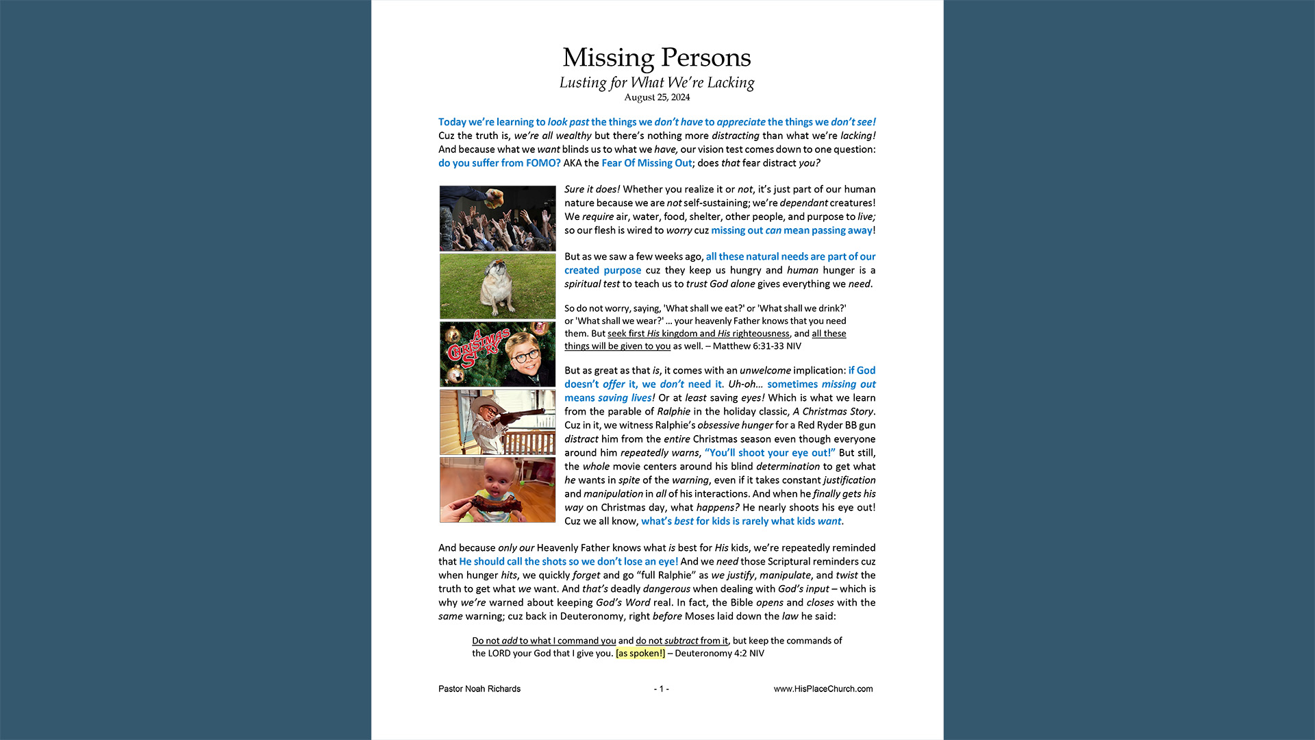 Missing Persons: Lusting for What We’re Lacking - His Place Community ...